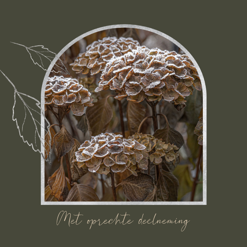 Condoleancekaart met berijpte hortensia's | Kaartje2go