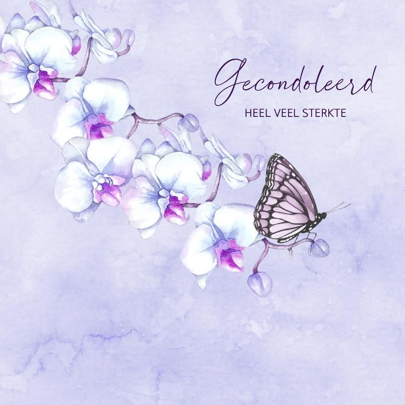 Condoleancekaart orchidee vlinder | Kaartje2go