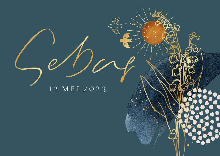 Stijlvol geboortekaartje geboortebloem mei | Kaartje2go