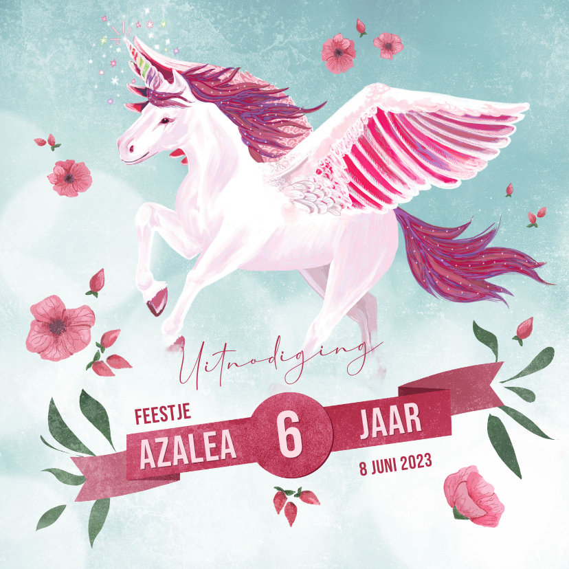 Uitnodiging kinderfeest met magische eenhoorn | Kaartje2go