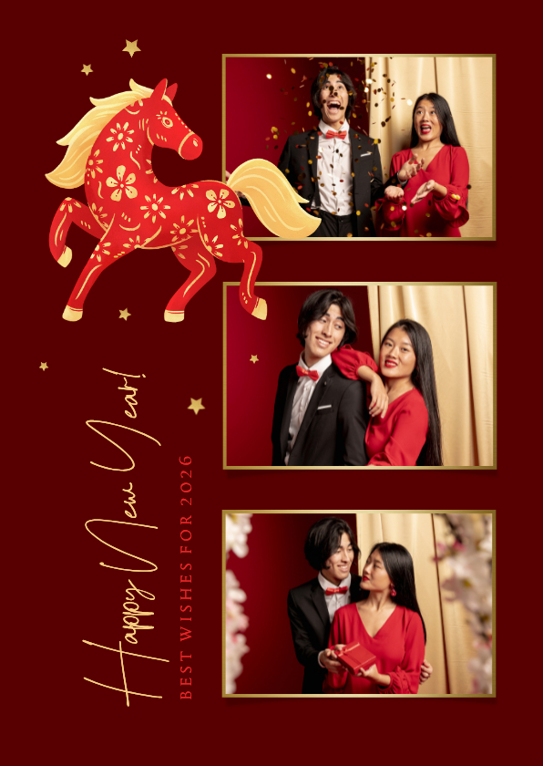 Nieuwjaarskaart Chinees fotocollage sterren | Kaartje2go