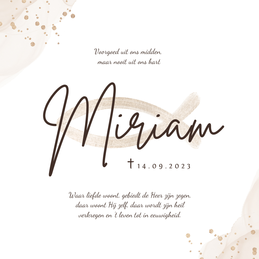 Christelijke rouwkaart Ichthus en waterverf | Kaartje2go