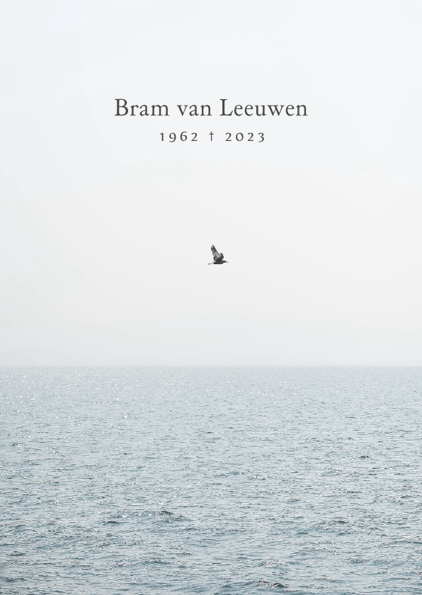 Rouwkaart met de zee een vogel blauw | Kaartje2go