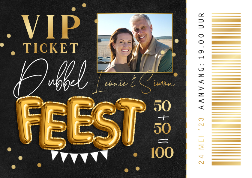Uitnodiging samen 100 VIP ticket krijtbord goud | Kaartje2go Uitnodiging samen 100 VIP ticket krijtbord goud | Kaartje2go